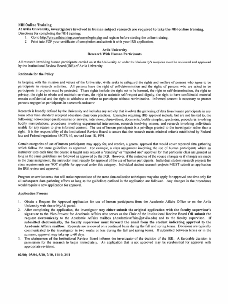 Avila Research With Human Participants | PDF