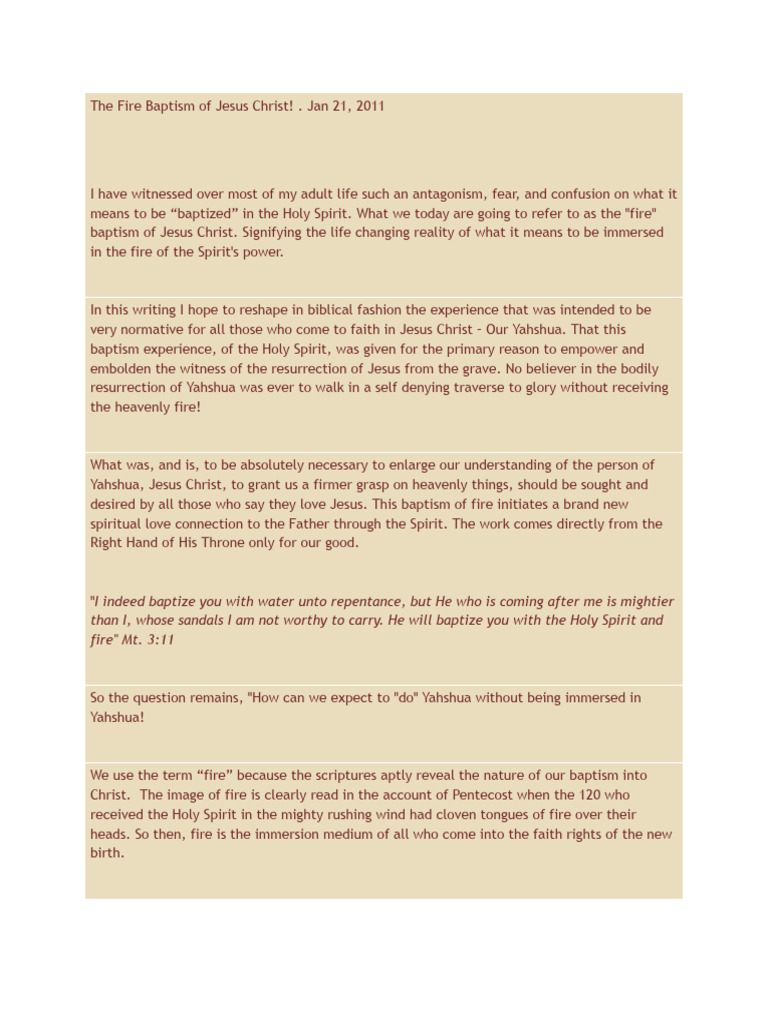 Understanding Jesus' Fire Baptism | PDF | Baptism | Jesus