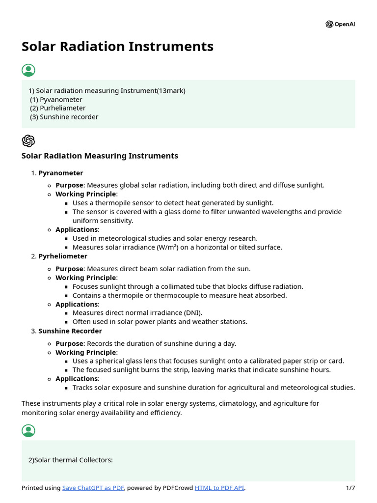 Solar Radiation Instruments | PDF | Solar Energy | Renewable Energy