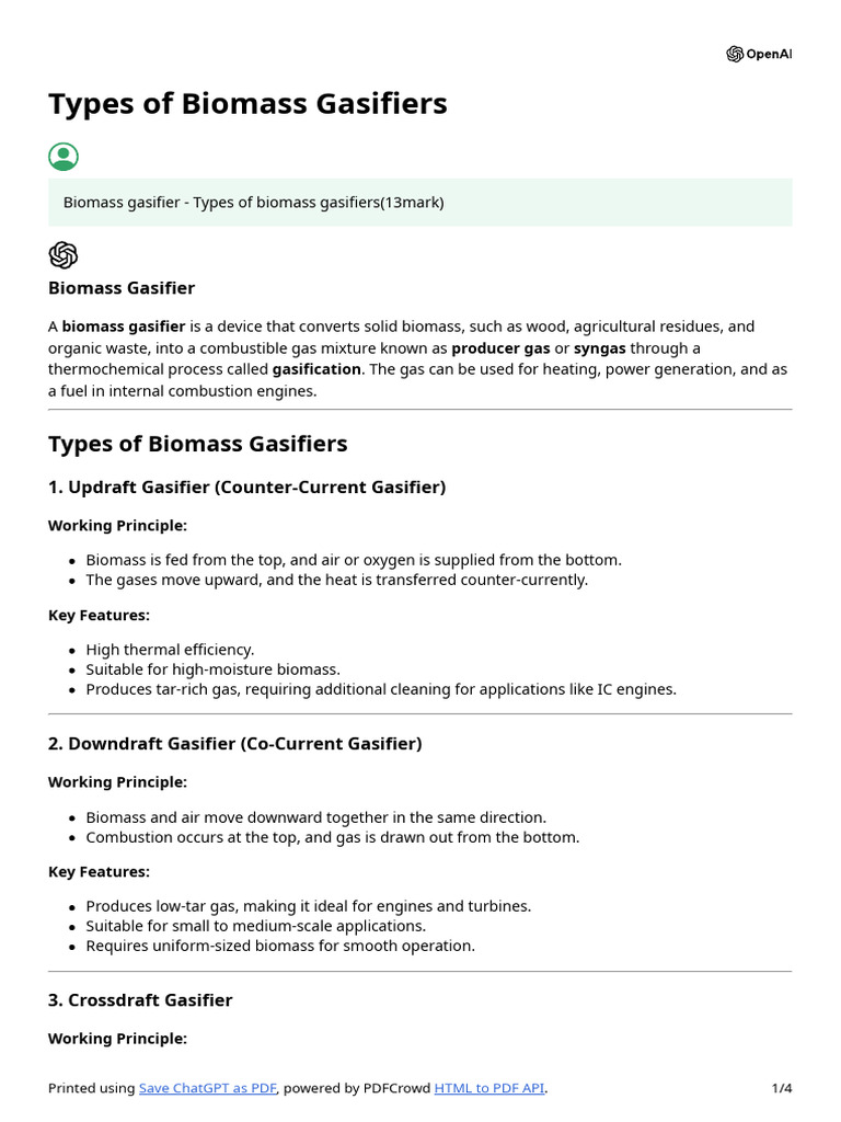 Types of Biomass Gasifiers | PDF | Gasification | Biofuel