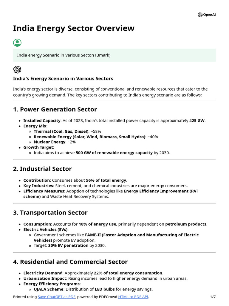 India Energy Sector Overview | PDF | Renewable Energy | Energy Development