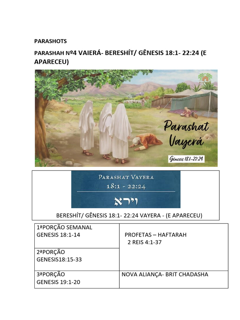 Parashah 4 - Vayerá.e Apareceu | PDF | Abraão | Gênesis (livro)