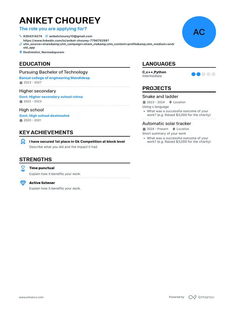 Aniket Chourey's Resume Overview | PDF