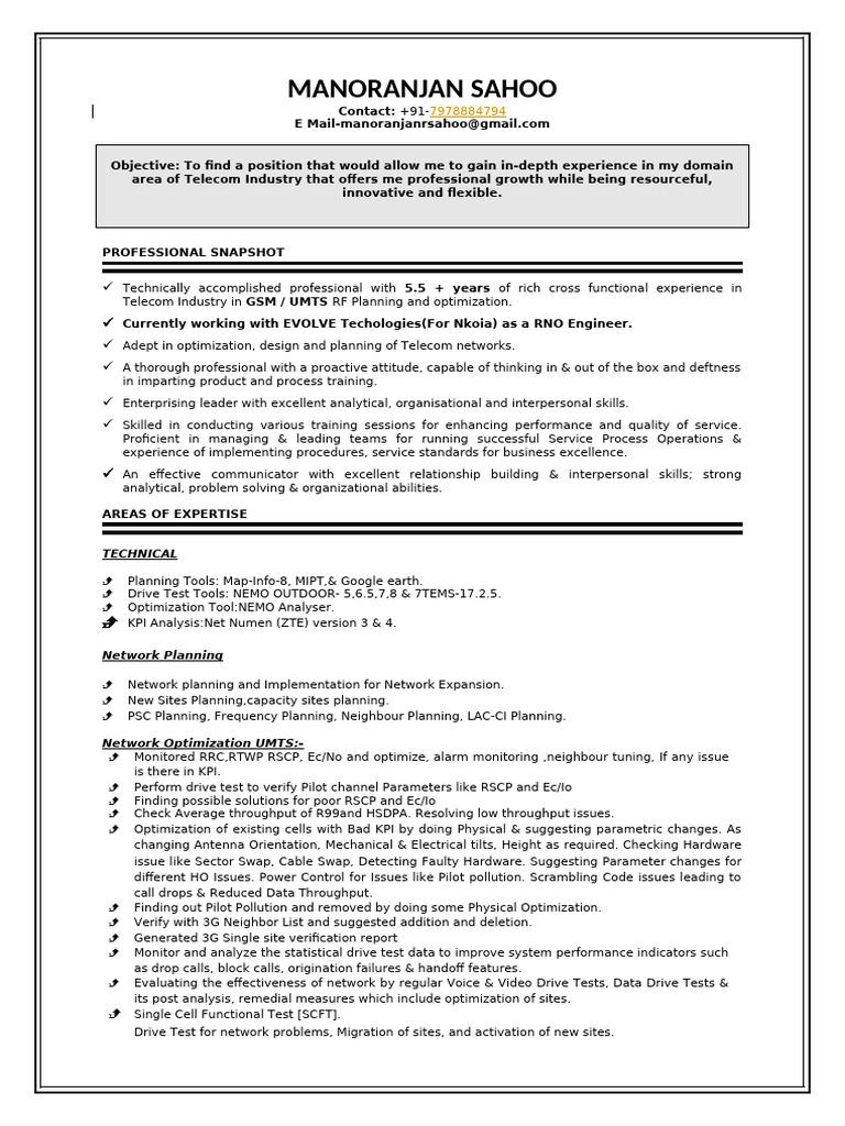RESUME OF MANORANJAN SAHOO | PDF | Performance Indicator | Mathematical Optimization