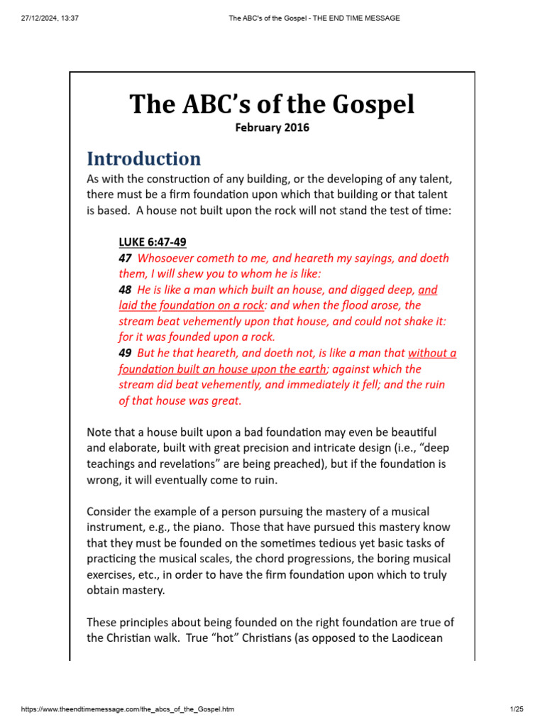 The ABC's of The Gospel - THE END TIME MESSAGE | PDF | Born Again ...