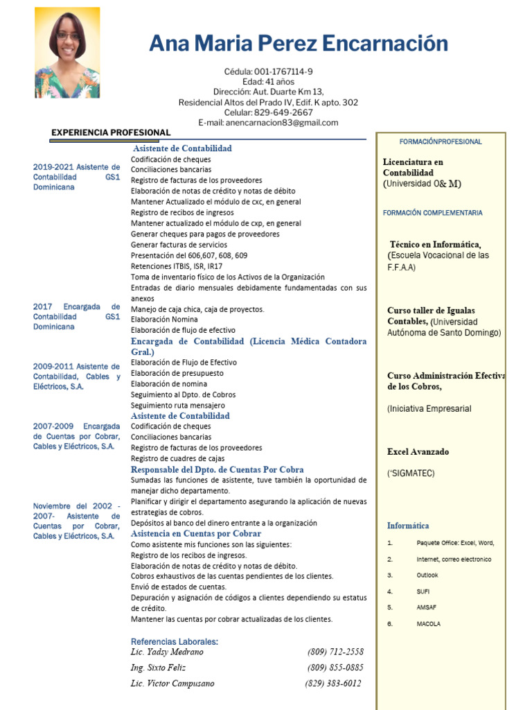 CV Ana Maria Perez | PDF | Contabilidad | Industrias de servicio