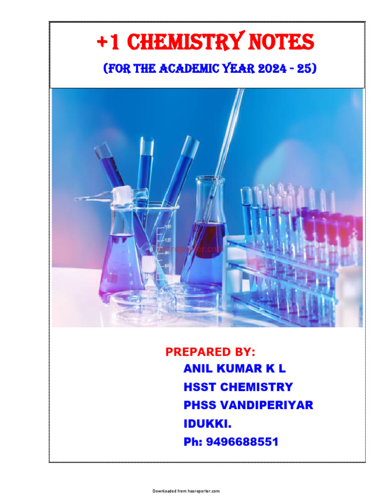 +1 CHEMISTRY NOTES | PDF | Photoelectric Effect | Electromagnetic Radiation