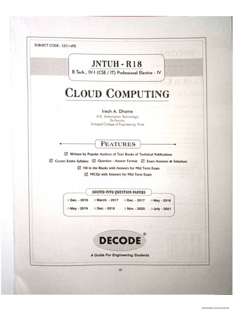 Cloud Computing.. Decode r18 Cse 2022 | PDF
