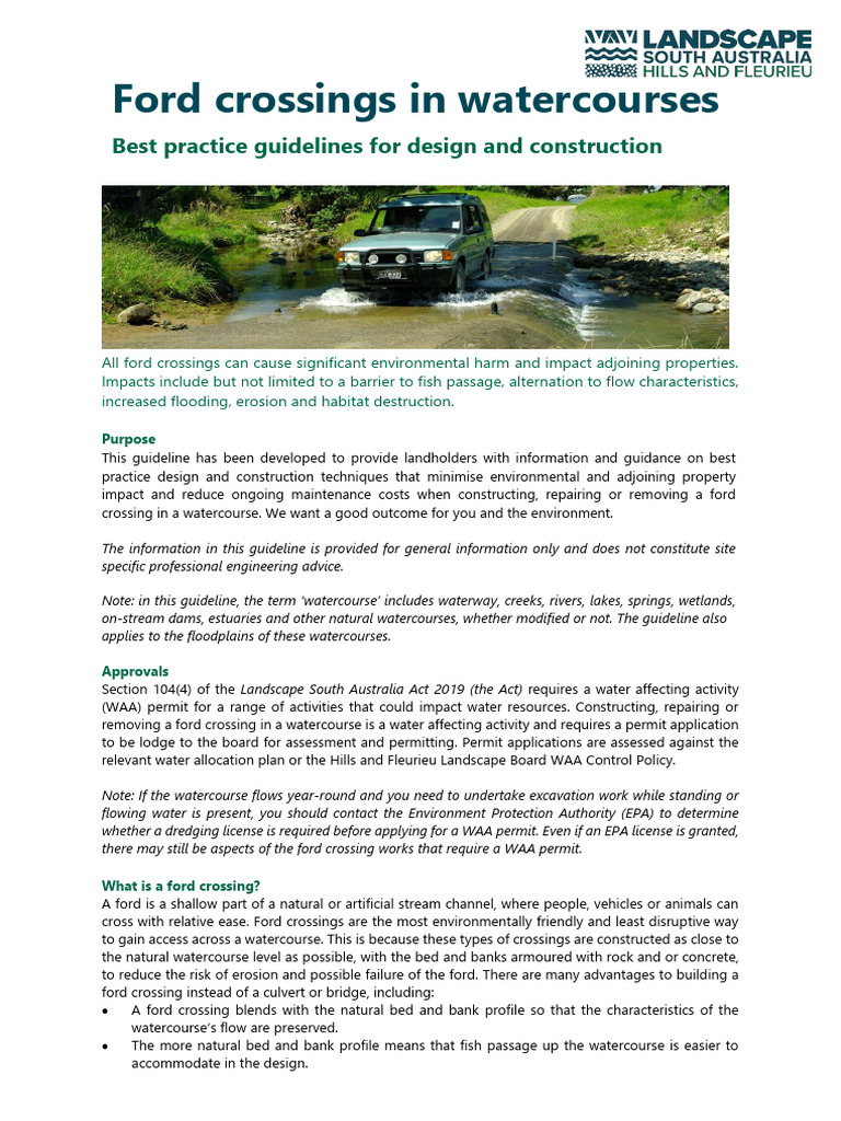 Ford Crossing Best Practice Guideline | PDF | Stream | Erosion