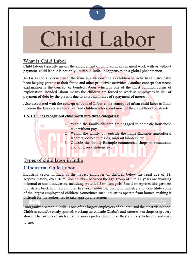 English Project Ok | PDF | Child Labour | International Labour Organization