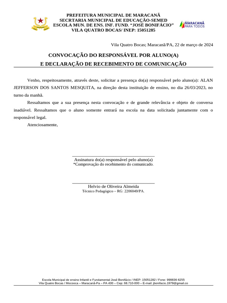 MODELO DE CONVOCAÇÃO | PDF