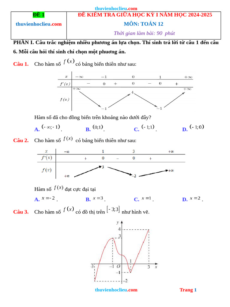 Bo de Kiem Tra Giua HK1 Toan 12 KNTT Co Dap An Ma Tran | PDF