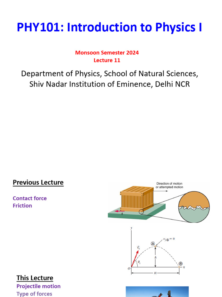PHY 101 - Lecture - 11 - 2024 | PDF