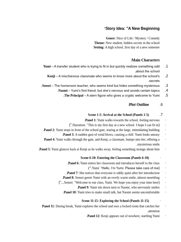 Story Idea - A New Beginning | PDF