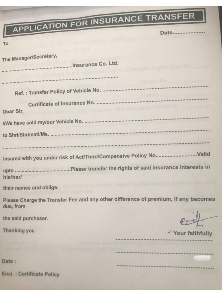 Insurances Transfer | PDF