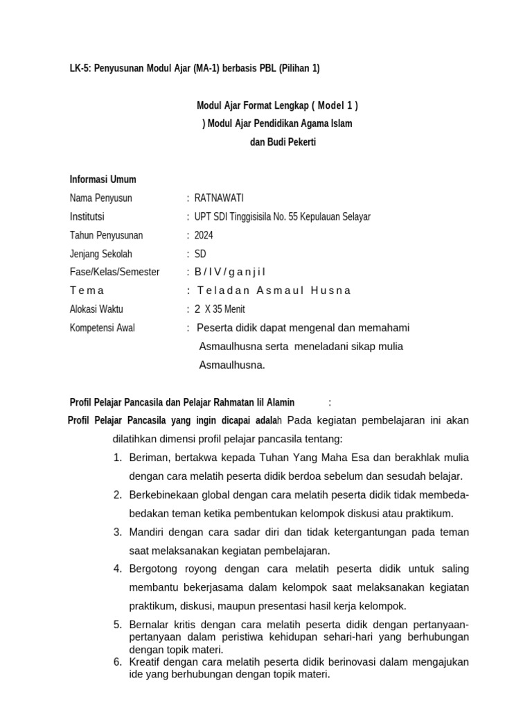 Modul Ajar PBL | PDF