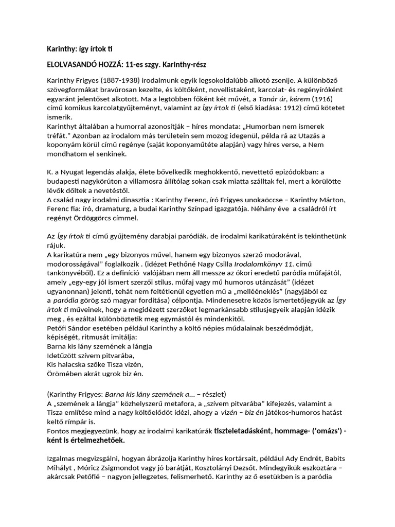 Karinthy - Így Írtok Ti | PDF