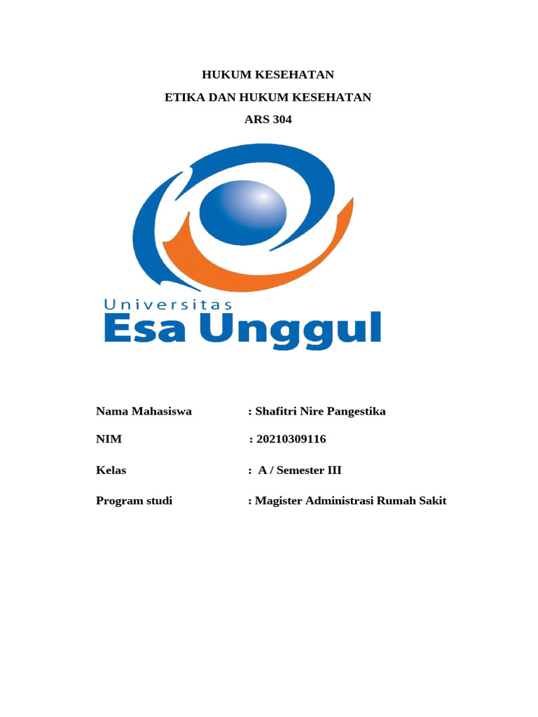 Shafitri Nire Pangestika Tugas 1 Hukum Kesehatan (Etika Dan Hukum) | PDF