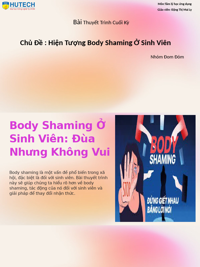 Body Shaming Hieu Ro Van Dje Thay Djoi Nhan Thuc | PDF
