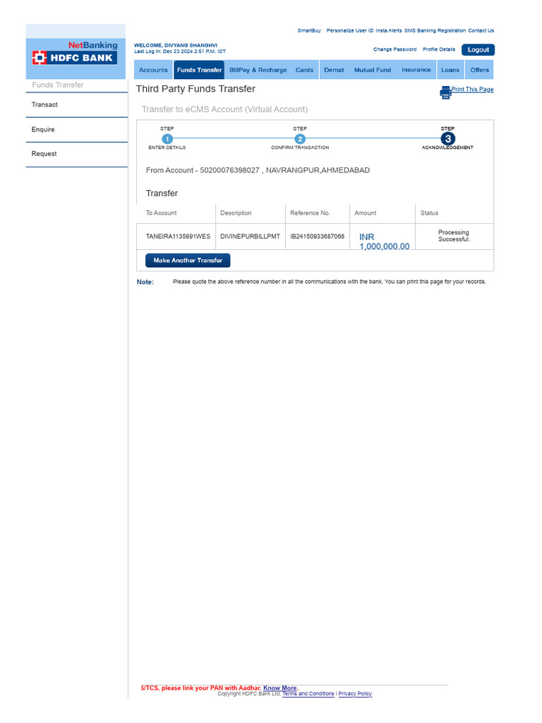 Bank Transfer Confirmation | PDF