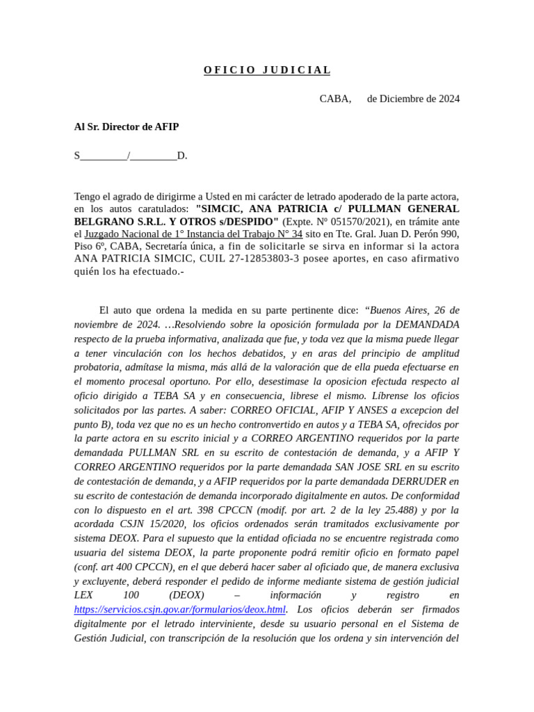 Oficio Afip - Caba | PDF | Argentina