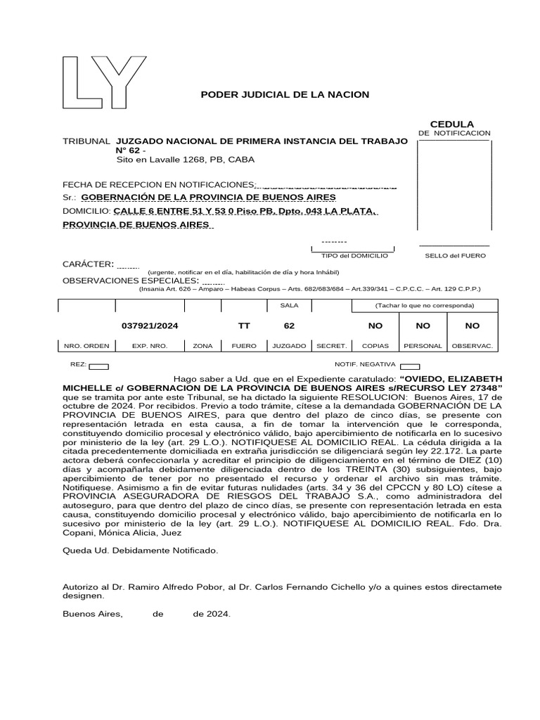 Modelo Cedula Ley | PDF | Gobierno | Separación de poderes