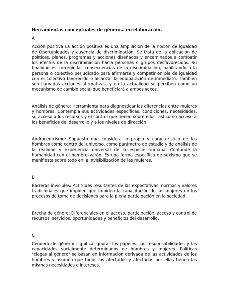 Herramientas_conceptuales_de_g_nero | PDF | Desigualdad social | Discriminación y relaciones ...