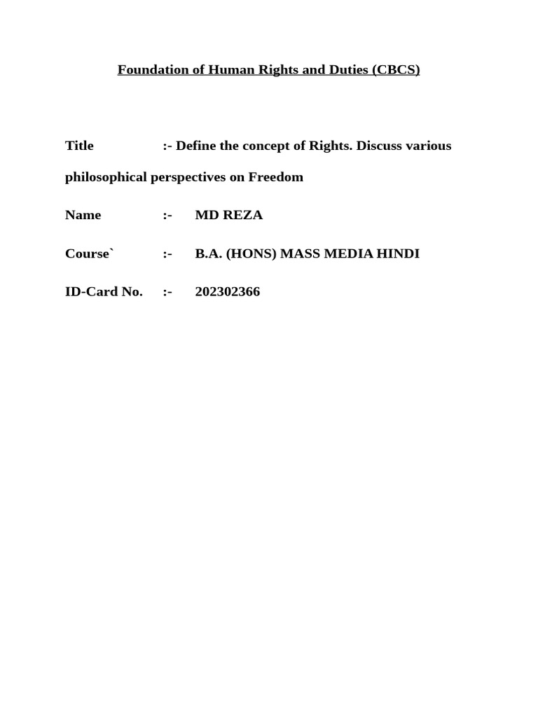 Foundation of Human Rights and Duties | PDF | Individualism | Rights