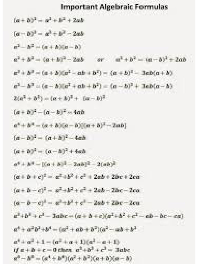 algebra formulas | PDF