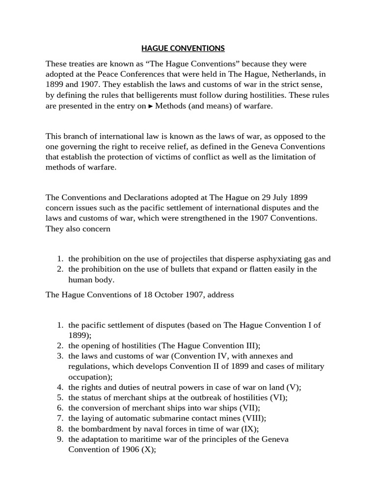 Hague Conventions | PDF