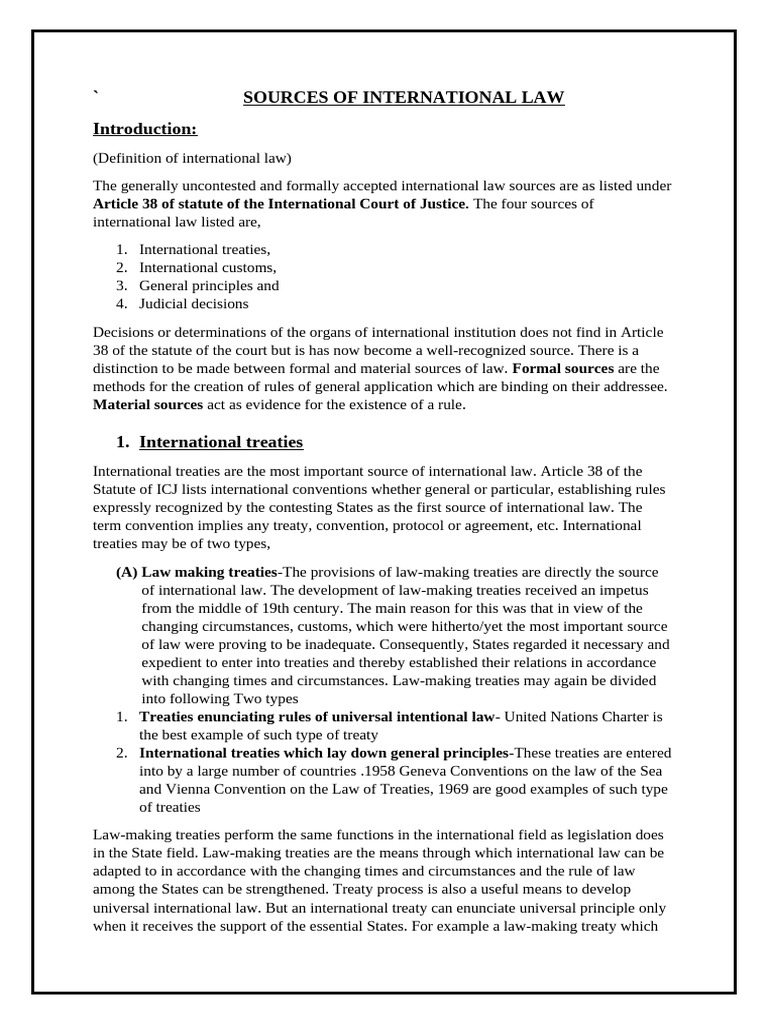 Sources of International Law | PDF | International Law | Treaty