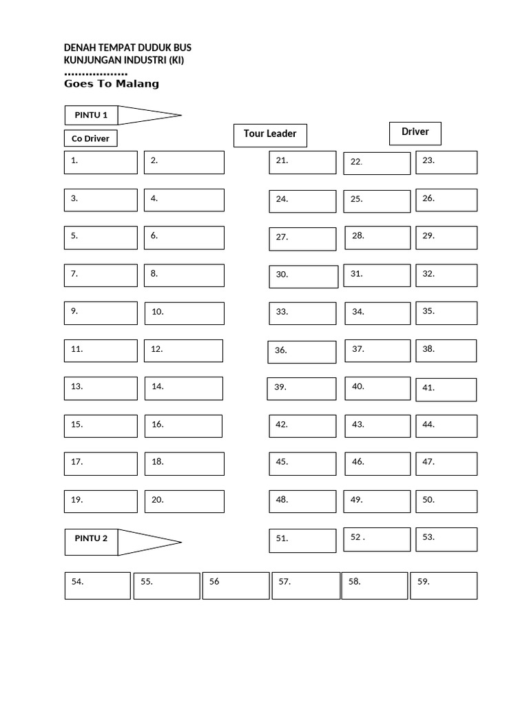 Dokumen - Tips Denah Seat Bus Pariwisata Seat 2-3-60 Seat | PDF