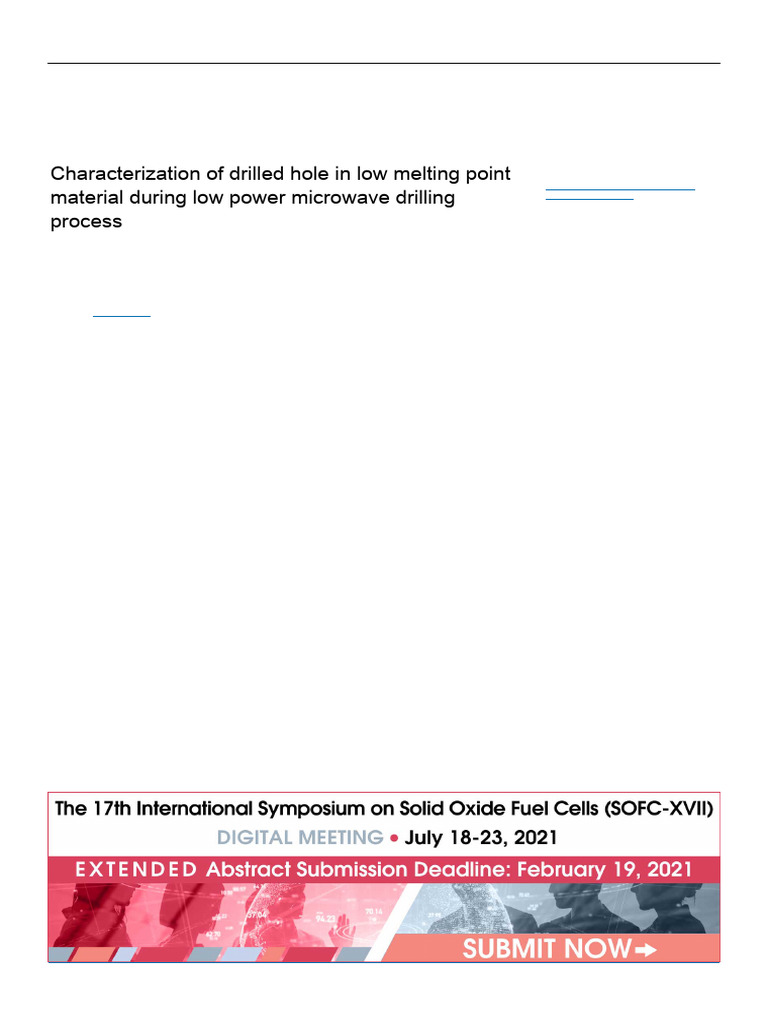 Characterization of Drilled Hole in Low Melting Point Material During ...