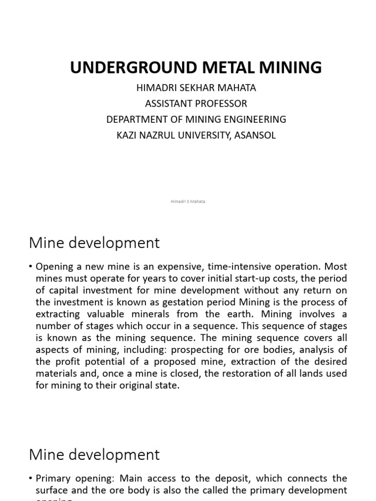 Underground Metal Mining | PDF | Mining