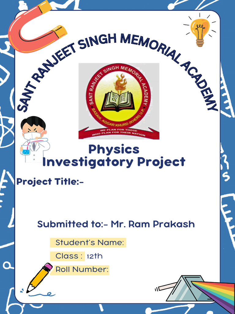 Science Project Assessment Cover Page in Blue Yellow Cute Fun Style ...