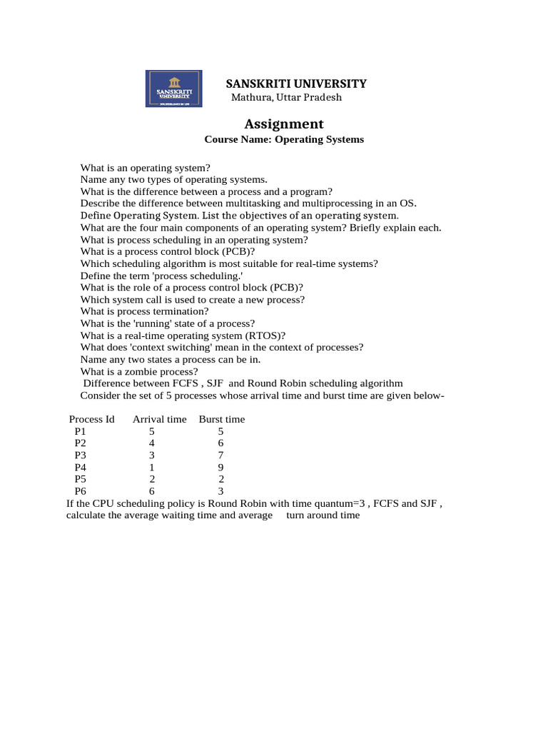 Assignment OS | PDF