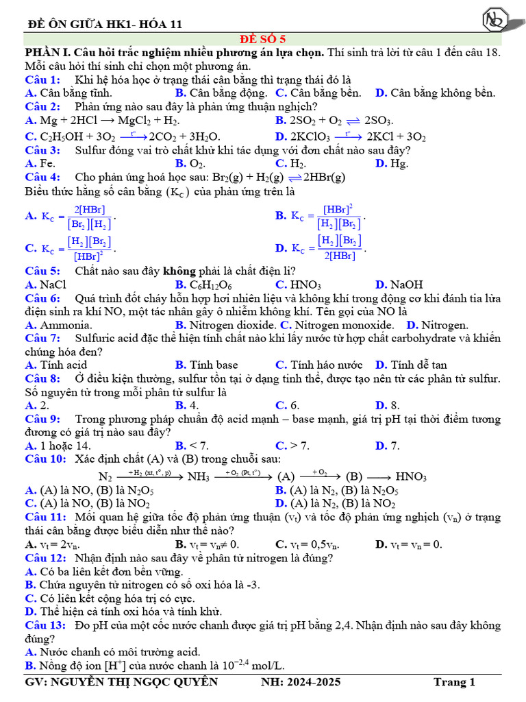 1. ĐỀ 5 ÔN THI GHK1 K11 2024 HS | PDF