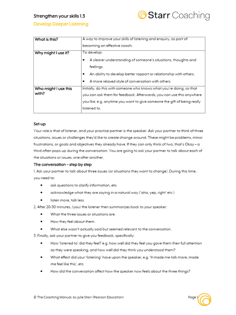 1.3-Develop-deeper-Listening | PDF | Conversation | Mentorship