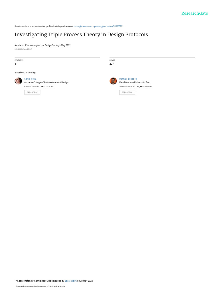 Design Cognition: Triple Process Theory | PDF | Metacognition | Thought