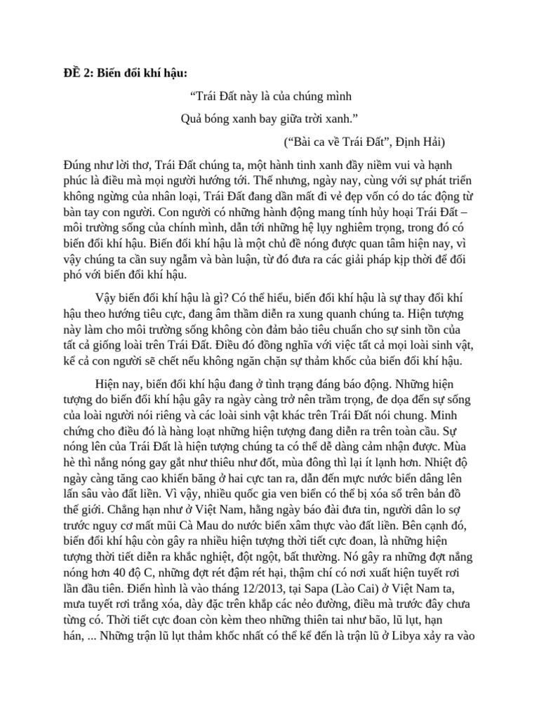 NLXH Biến đổi khí hậu | PDF