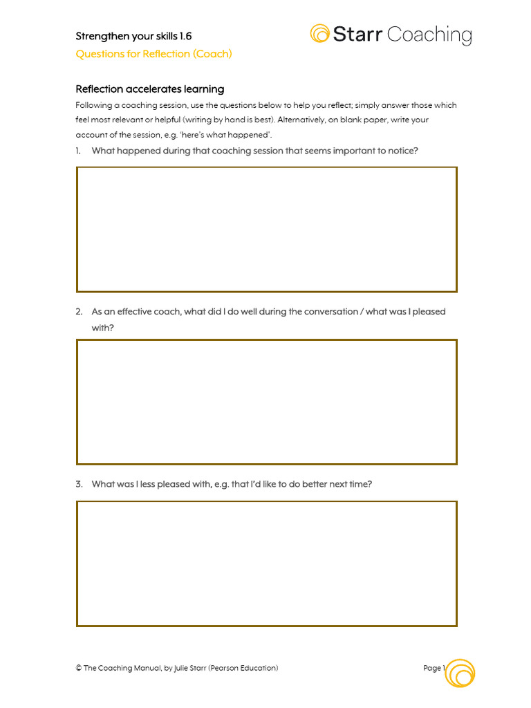 1.6 Questions For Reflection Coach | PDF