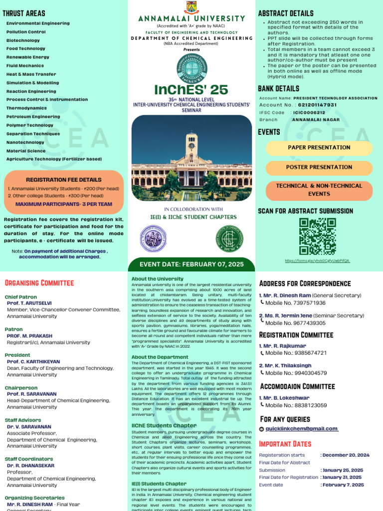 InChES'25 Brochure -1 | PDF | Physical Sciences | Engineering