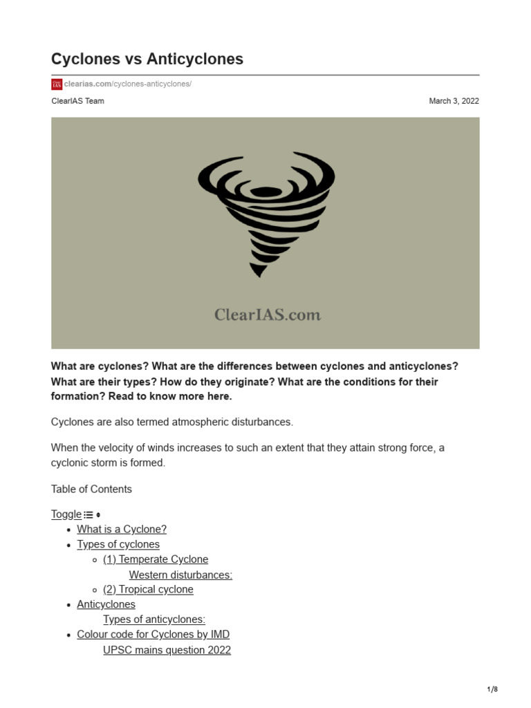 Cyclones and Anticyclones Explained | PDF | Cyclone | Tropical Cyclones