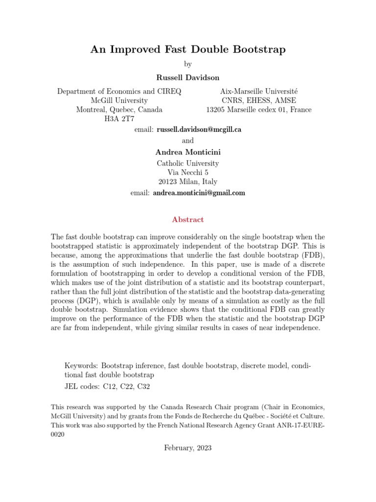 davidson | PDF | Bootstrapping (Statistics) | P Value