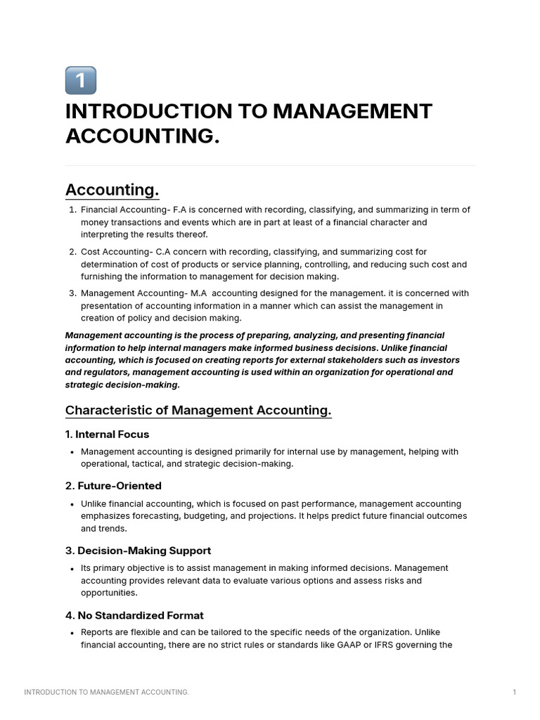 MA UNIT 1 | PDF | Management Accounting | Financial Accounting