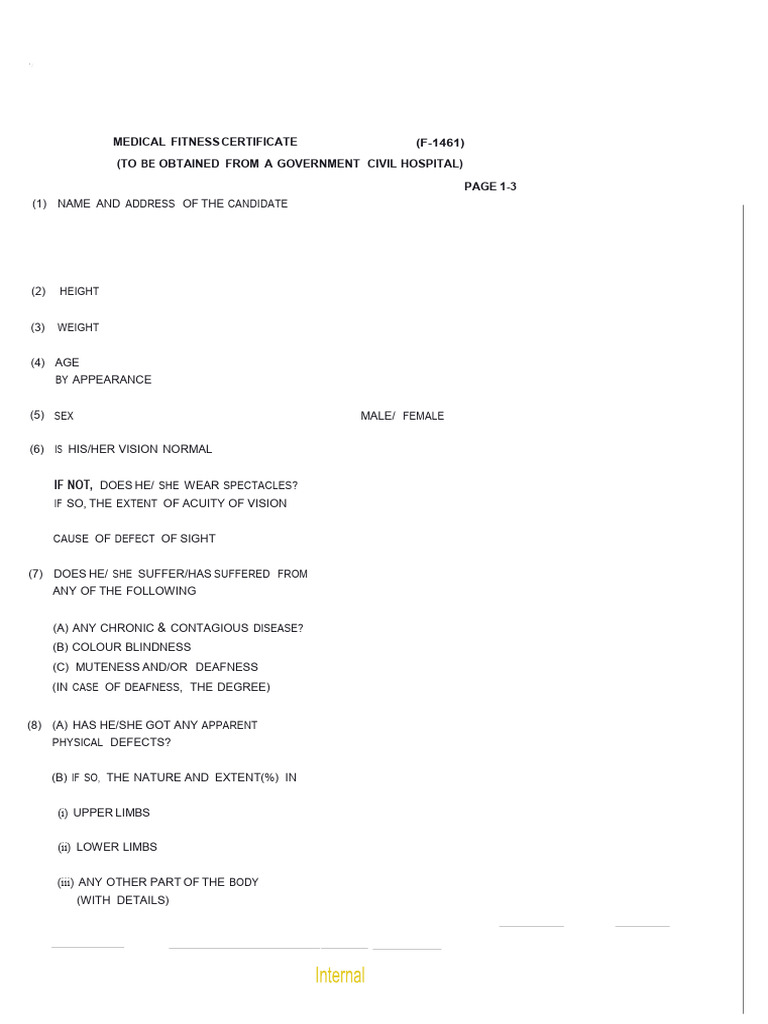 Medical Fitness Certificate Format | PDF | Epidemiology | Human ...