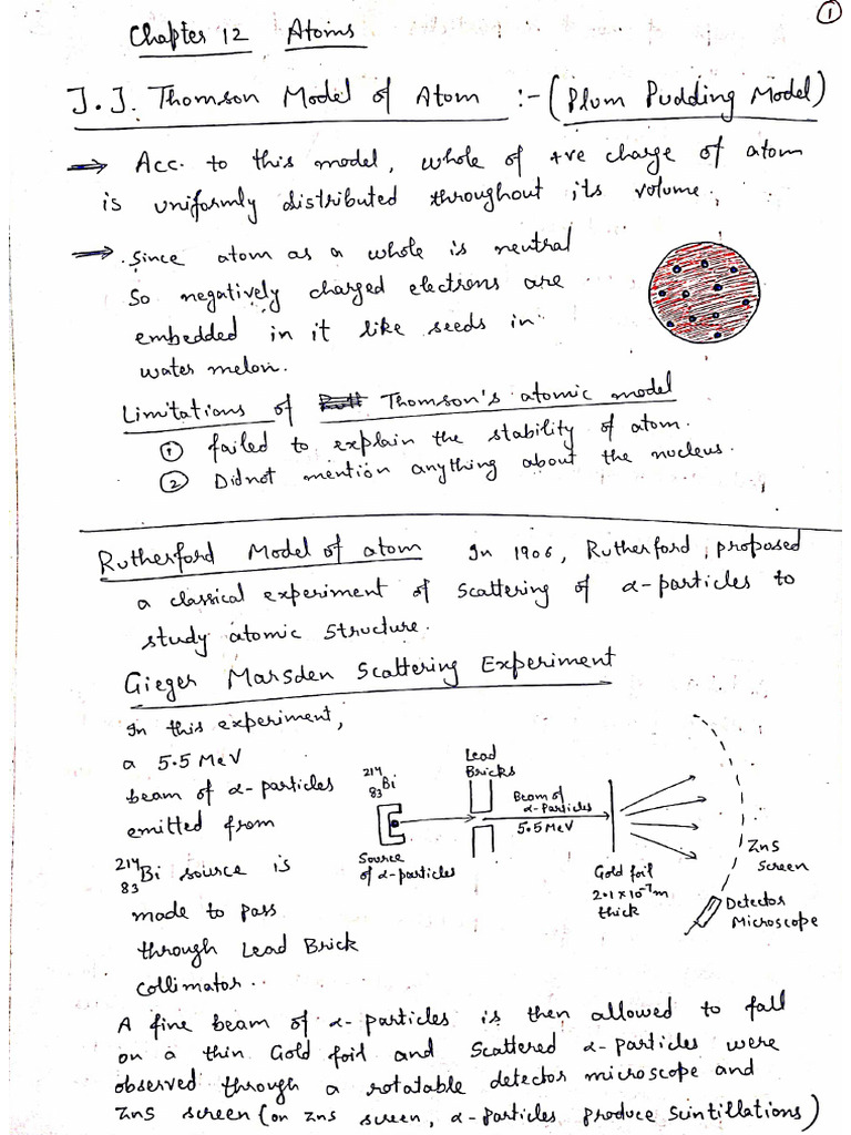 Atom chapter notes | PDF