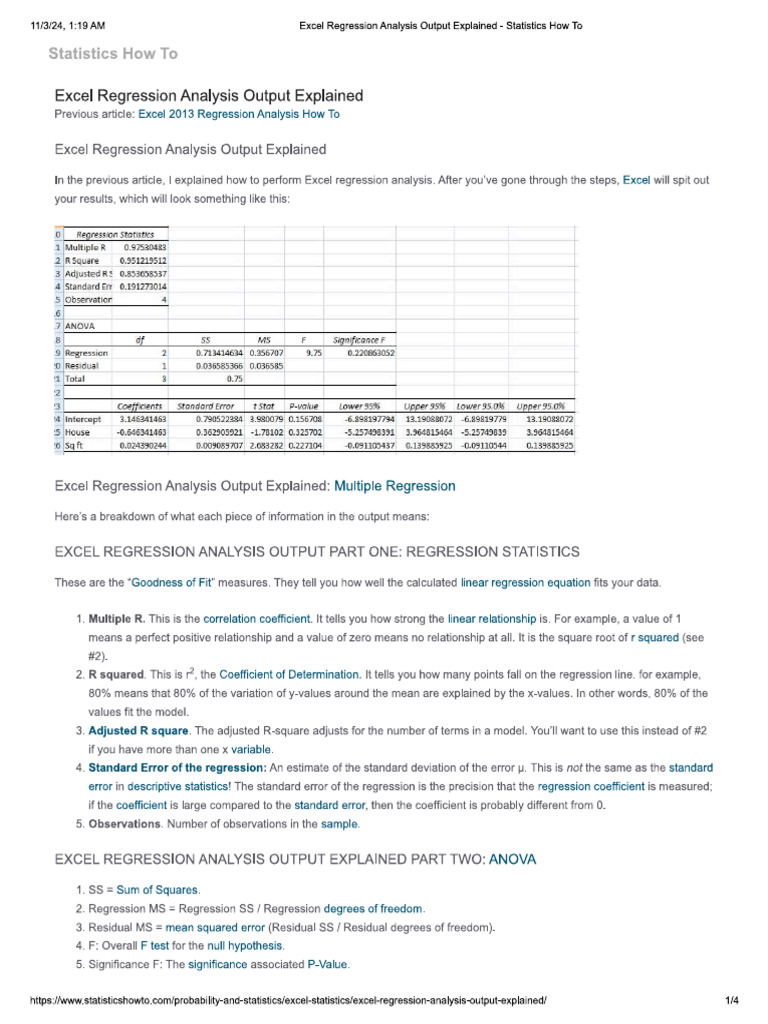 Regression Interpretation | PDF