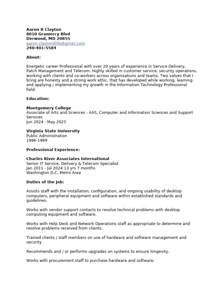 Aaron_s_Resume_(2) | PDF | Cisco Certifications | Desktop Computer