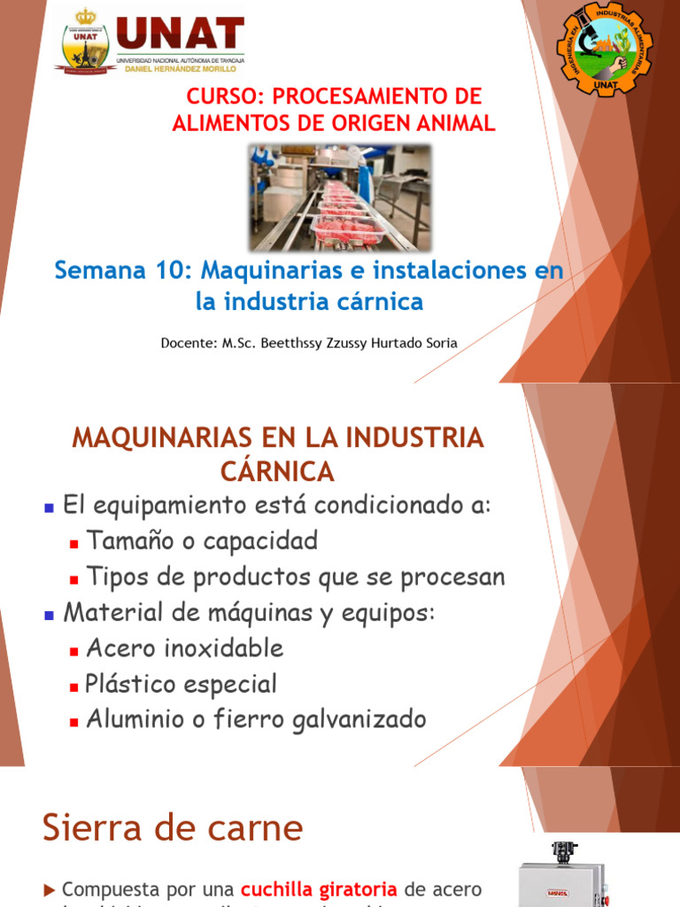 Semana 10 Maquinarias e Instalaciones en La Industria C-Rnica | PDF | Carne